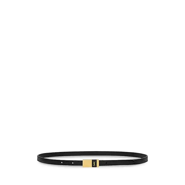 Saint Laurent Thin Anchor Leather Belt - Black