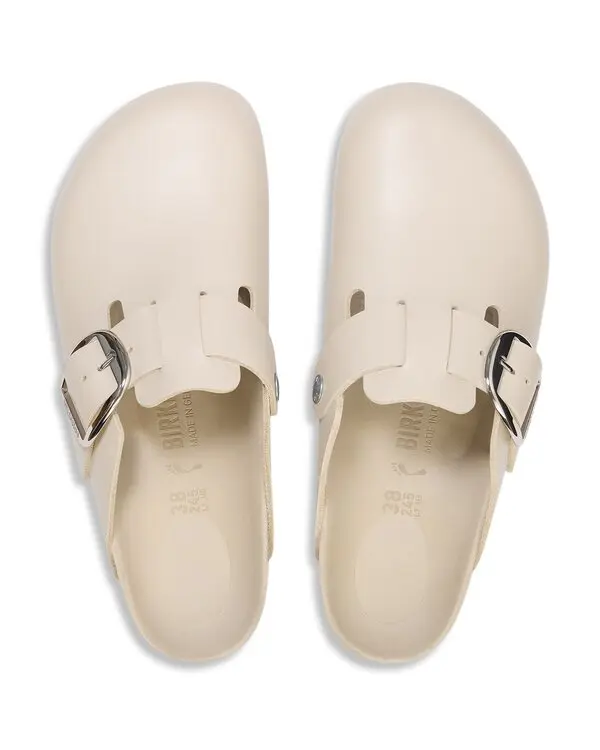 BIRKENSTOCK Boston Big Buckle Nubuck Leather Clogs - Beige Leather