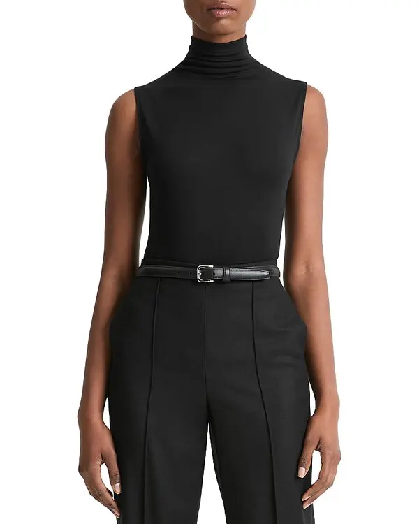 Vince Sleeveless Turtleneck Top - Black