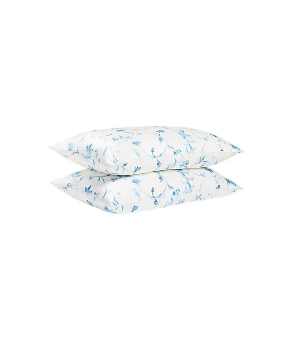 Hill House Home The Sisi Silk Pillowcase, King - Blue Botanical