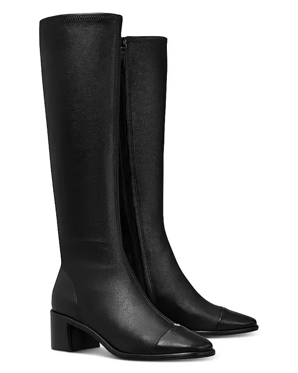Tory Burch Cap-toe Knee-high Boots - Perfect Black