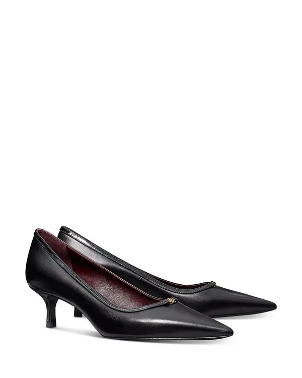 Tory Burch Double T Buckle Kitten Pumps - Perfect Black