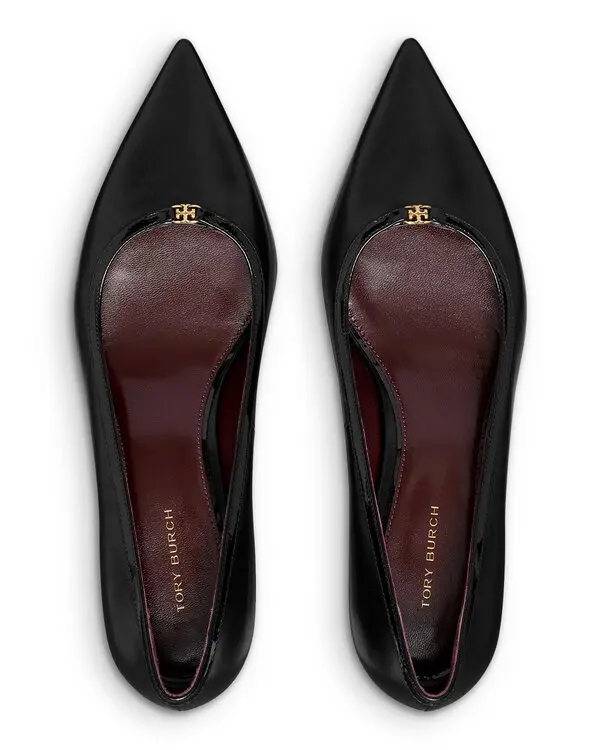 Tory Burch Double T Buckle Kitten Pumps - Perfect Black