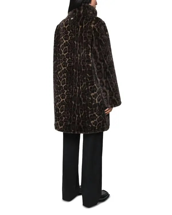 Apparis Faux Fur Blair Leopard Mid Length Coat - Dark Leopard