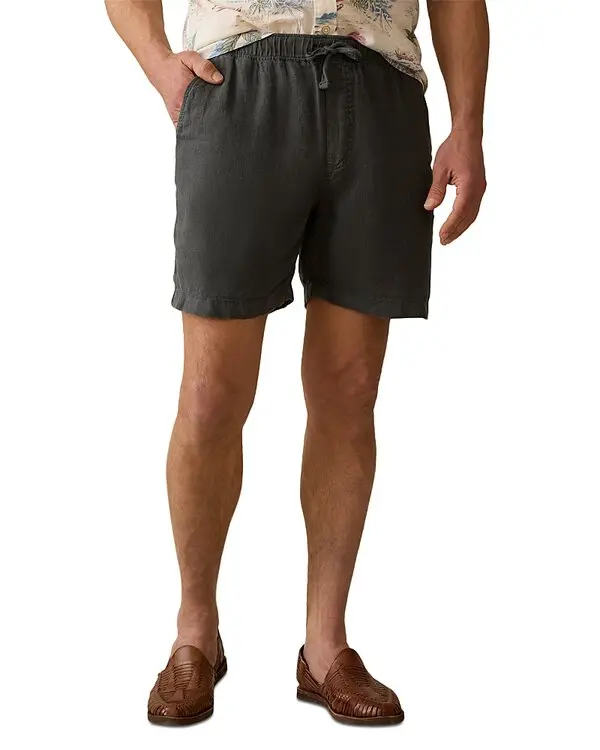 Faherty Brand Essential 6.5" Linen Shorts - Washed Black