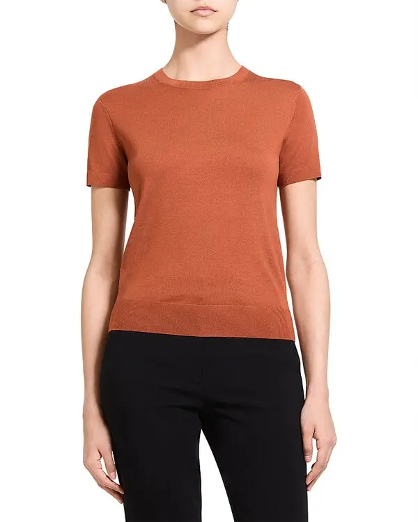Theory Lightweight Wool Top - Umber