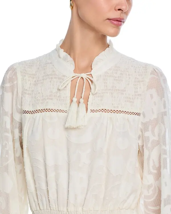 boho wedding dress lace White Lace Illusion Long Sleeve Boho Wedding Dresses, AB1512 – AlineBridal main image 1