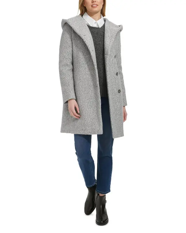 Cole Haan Hooded Boucle Coat