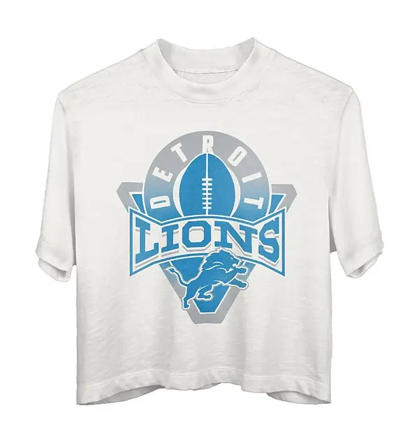 Junk Food Clothing Nfl Detroit Lions Mock Neck Crop Tee - White
