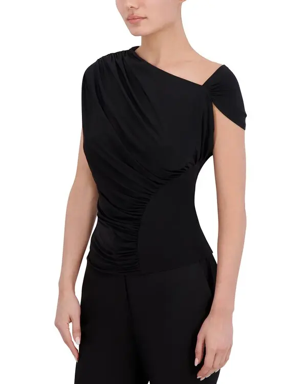 Bcbgmaxazria Asymmetrical Cap Sleeve Top