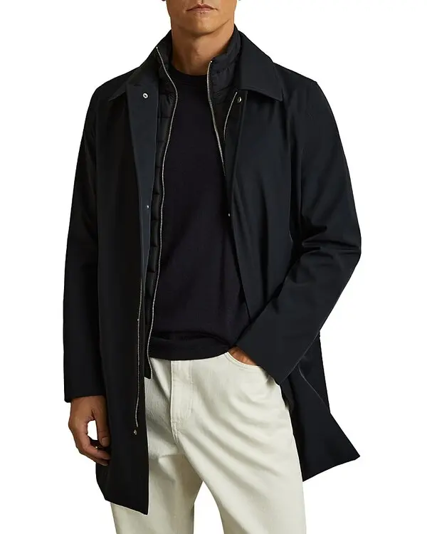 REISS Logan Hybrid Overcoat - Navy