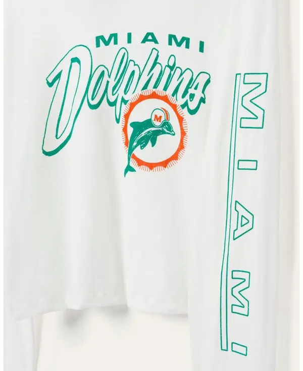 Junk Food Clothing Nfl Miami Dolphins Touchdown Long Sleeve Tee - White