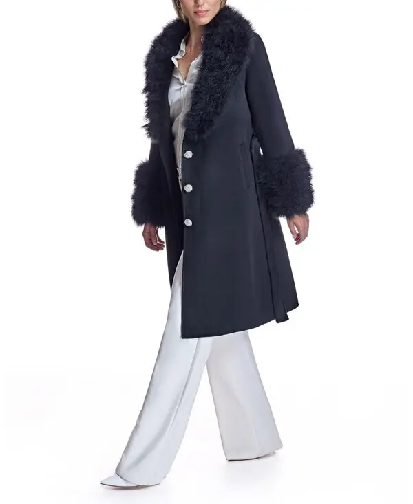 MAXIMILIAN Wool Coat With Fur Trim