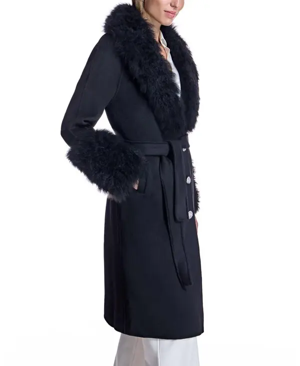 MAXIMILIAN Wool Coat With Fur Trim