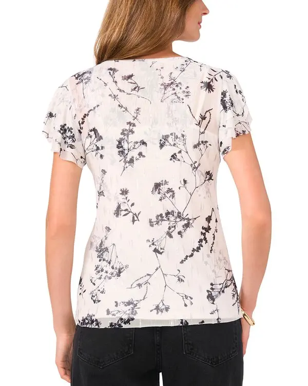 Vince Camuto Flutter Sleeve Top - Arctic Wolf