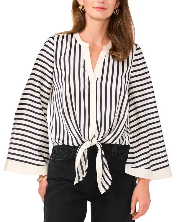 Vince Camuto Striped Button-front Shirt - Obsidian