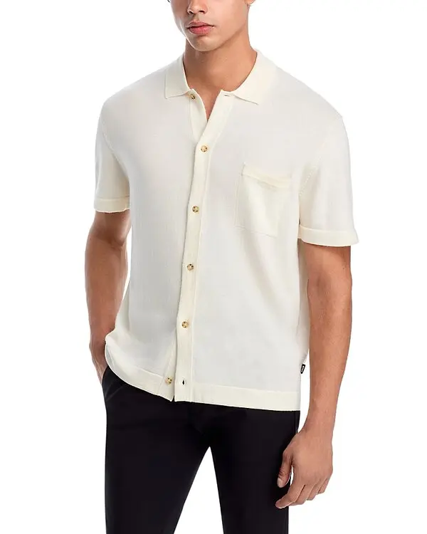 BOSS Duno Short Sleeve Button Front Shirt - Open White