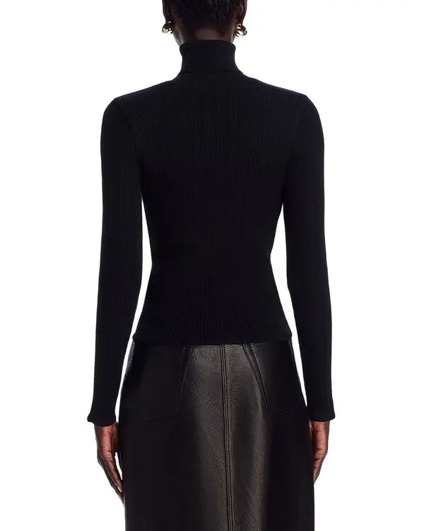 Aqua Button Trim Turtleneck Sweater Exclusive - Black
