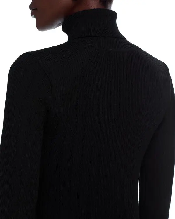 Aqua Button Trim Turtleneck Sweater Exclusive - Black