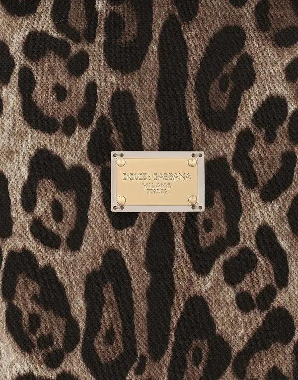 Dolce & Gabbana Leopard Cotton Dog Polo Shirt