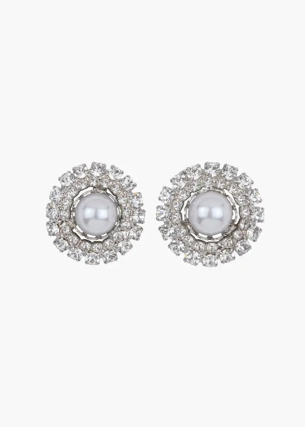 JENNIFER BEHR Antinea Stud Earrings - Crystal Pearl