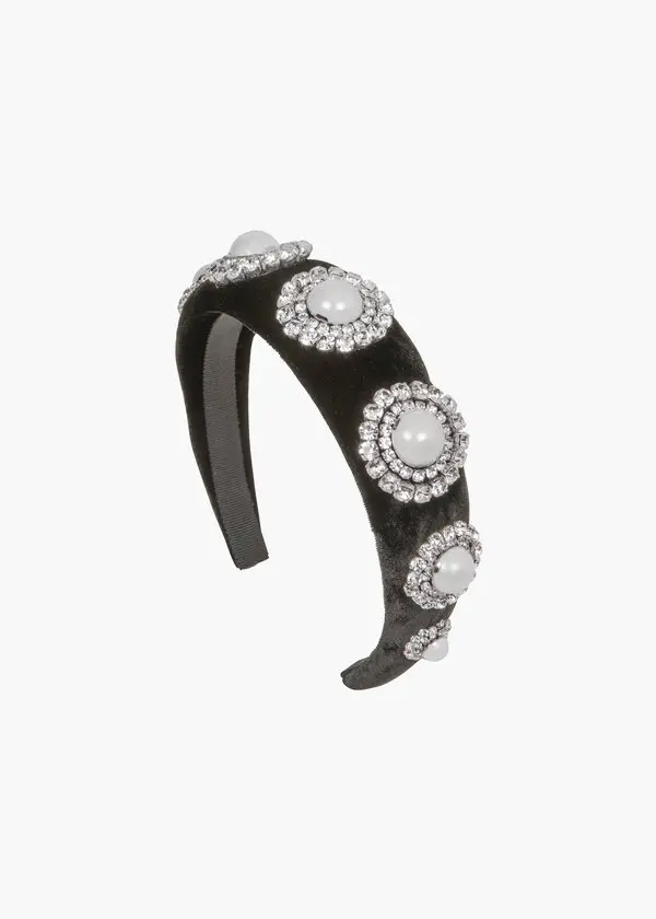 JENNIFER BEHR Sidney Embellished Headband - Black Pearl
