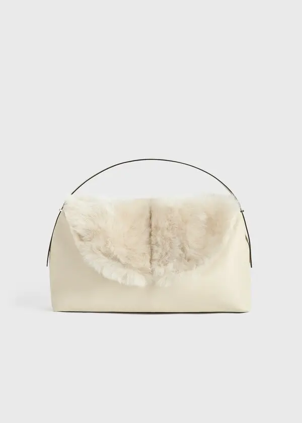 TOTEME Shearling Leather Bag - Ecru
