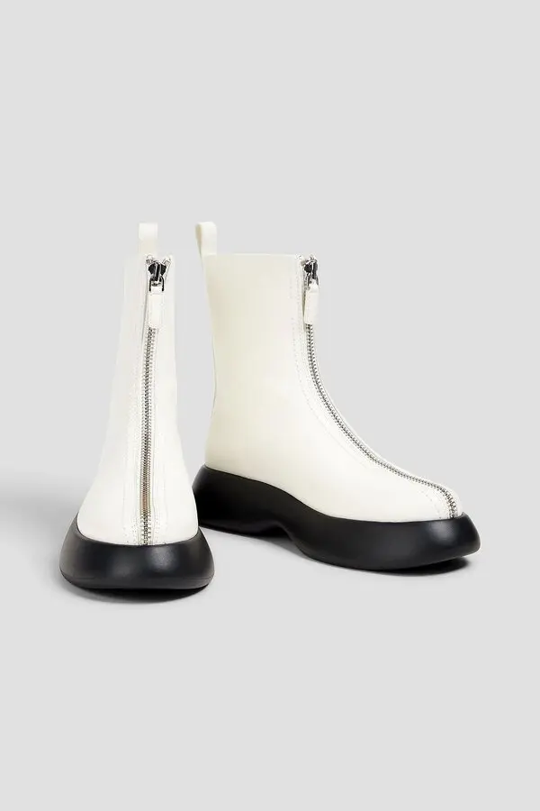3.1 Phillip Lim Leather Platform Ankle Boots - Off-white