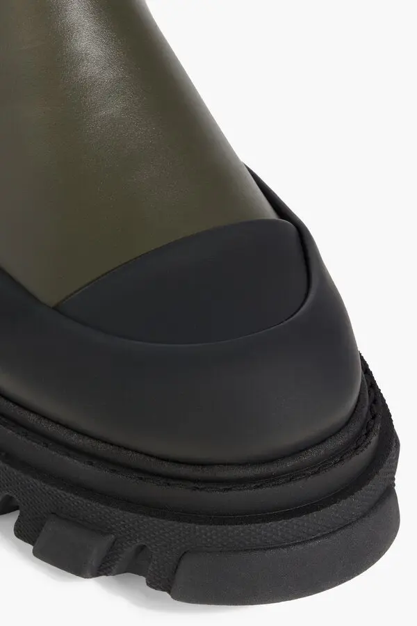Ganni Leather Chelsea Boots - Army Green - 65% Off | Editorialist