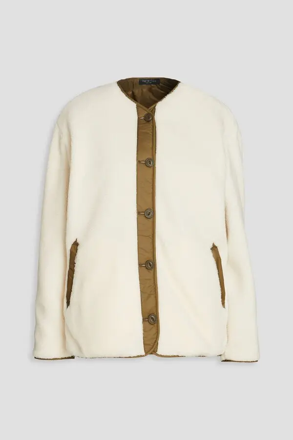 Rag & Bone Reversible Teddy Fleece Jacket - Ecru