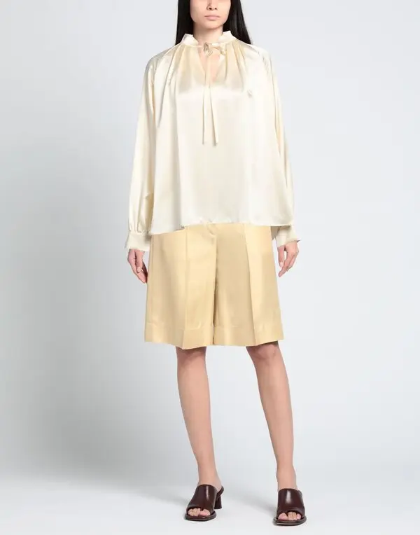Max Mara Long Sleeve Silk Satin Top - White