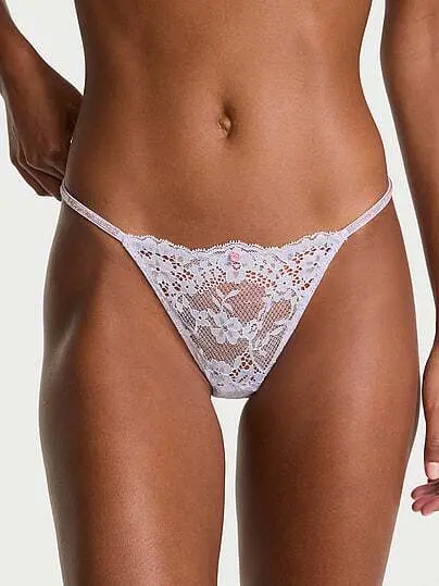 Victoria's Secret Dream Angels Twinkle Strap Lace V-string Panty - Purple