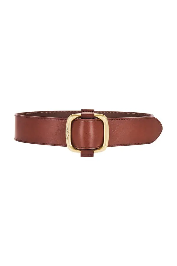 Saint Laurent Frame Buckle Belt - Dark Brown Chocolate