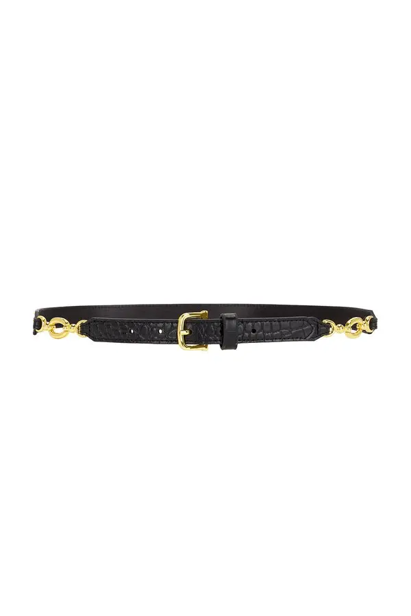 FRAME Jewelry Detail Belt - Black Croc
