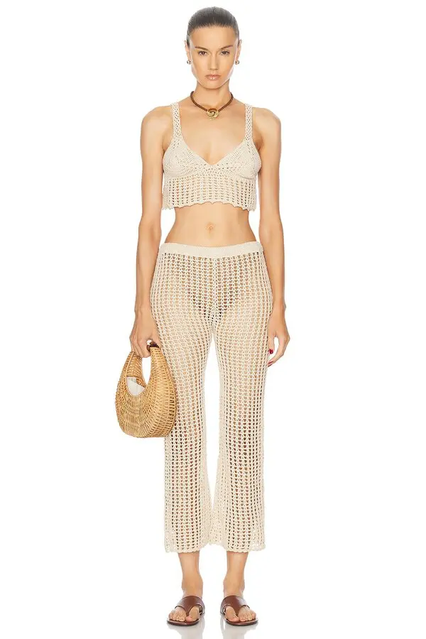 Akoia Swim Poppi Pant Set In Cream - Coconut