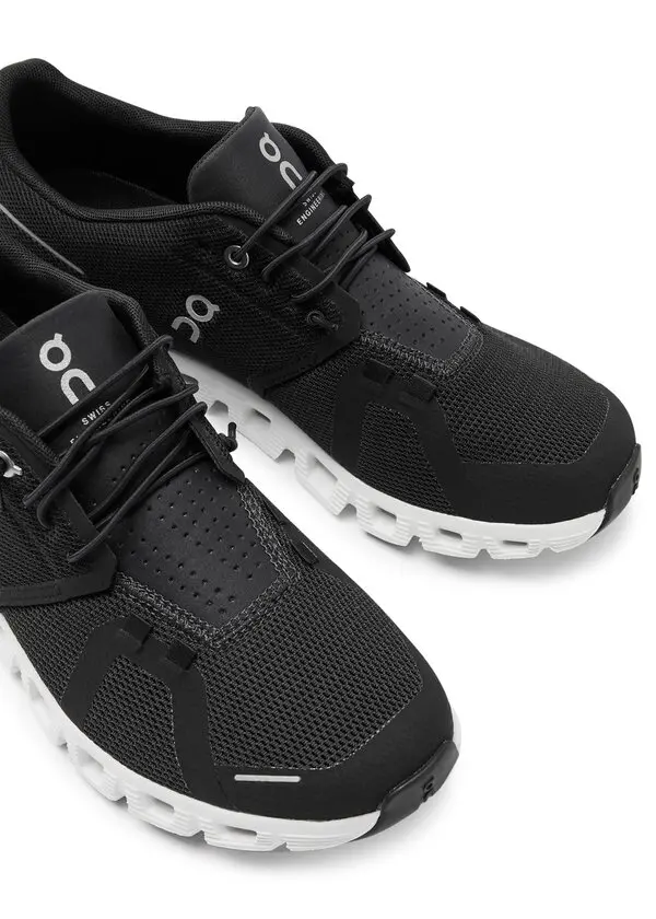 On 5 Paneled Mesh Sneakers - Black And White