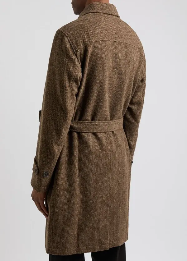 Oliver Spencer Grandpa Herringbone Wool Coat