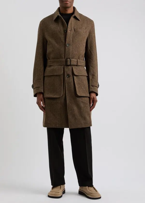 Oliver Spencer Grandpa Herringbone Wool Coat