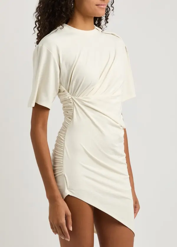 white ruched t shirt dress Lounge Ruched T-Shirt Mini Dress Fog L/XL