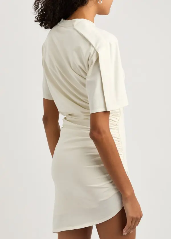 white ruched t shirt dress Lounge Ruched T-Shirt Mini Dress Fog L/XL