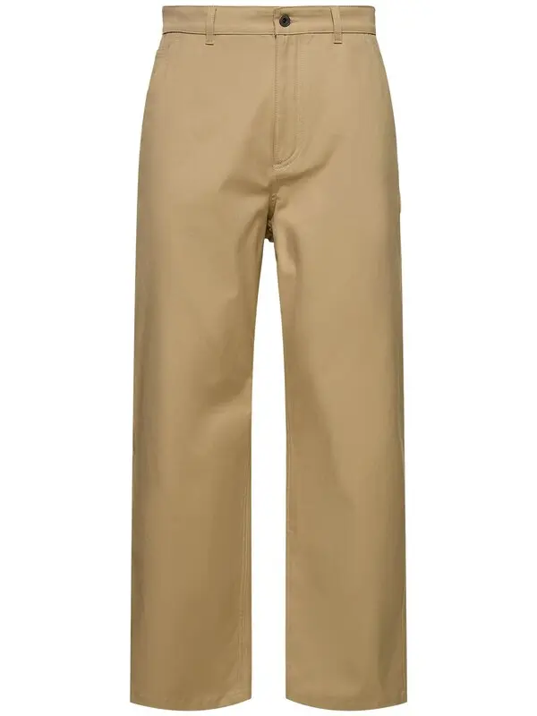 Valentino Garavani Stretch Cotton Canvas Cargo Trousers In Beige