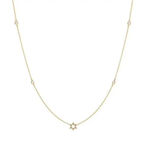BY ADINA EDEN Diamond X Bezel Star Of David Necklace 14k