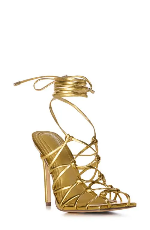 AZALEA WANG Amenra Ankle Wrap Sandal - Gold