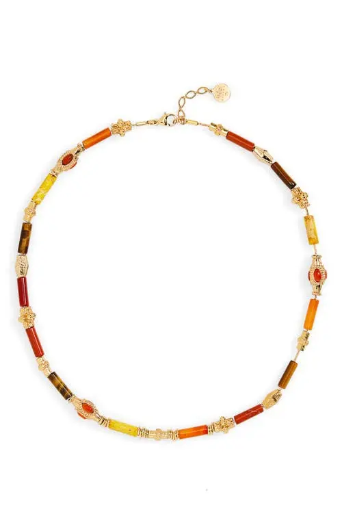 Gas Bijoux Kali Beaded Necklace - Gold Orange Red