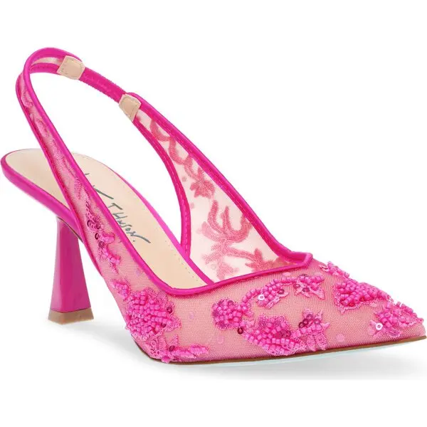 Betsey Johnson Nikki Pointed Toe Slingback Pumps - Fuscia