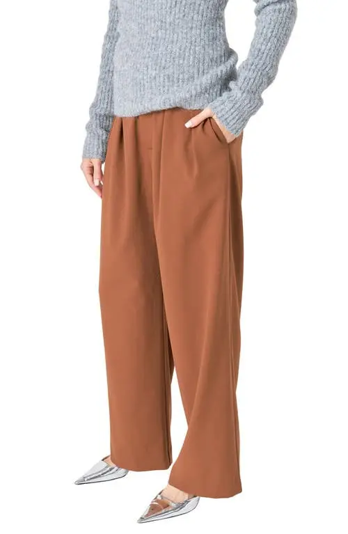 Endless Rose High Waist Wide Leg Trousers - Brown