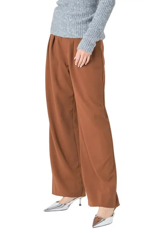 Endless Rose High Waist Wide Leg Trousers - Brown