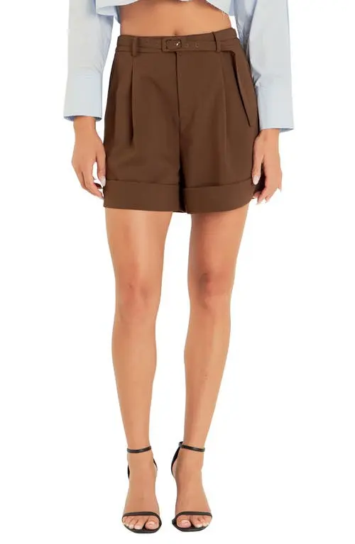 Endless Rose Belted Pleated Shorts