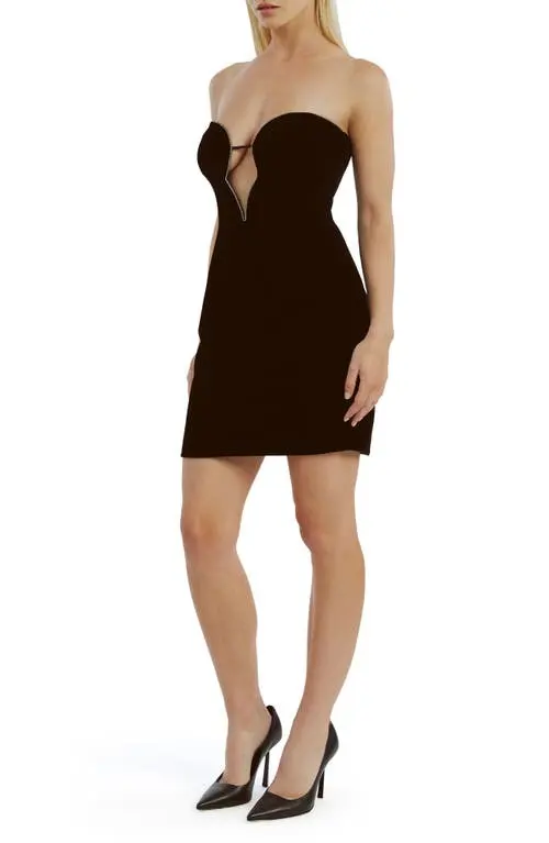Bardot Lilah Strapless Velour Mini Dress