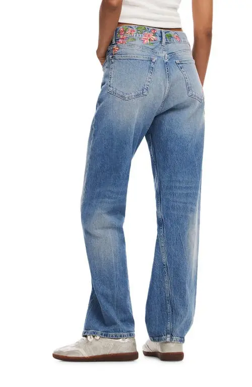 Desigual Carina Embroidered Straight Leg Jeans